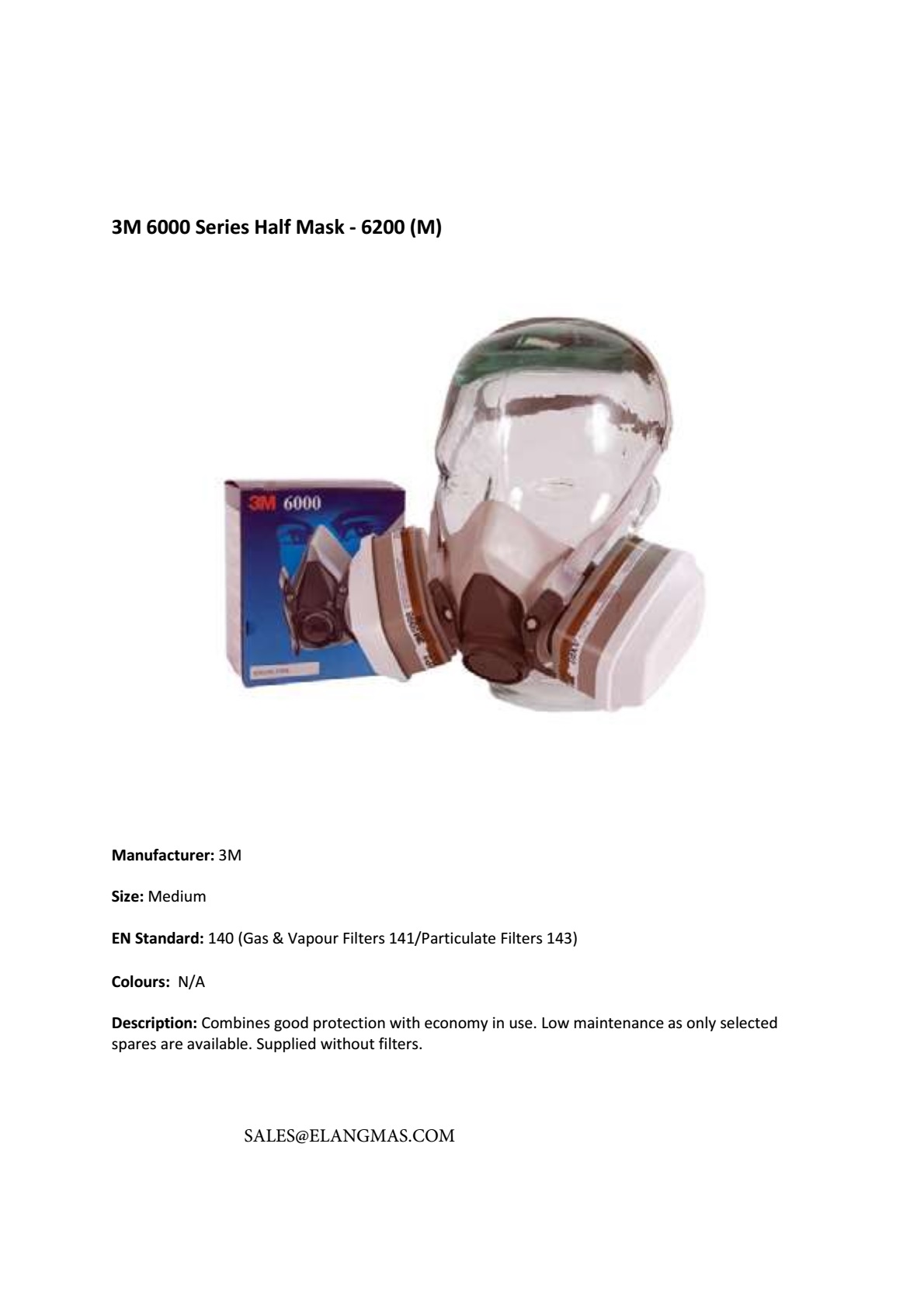3M 6000 Series Half Mask - 6200 (M) | Elang Mas IndoAsia
