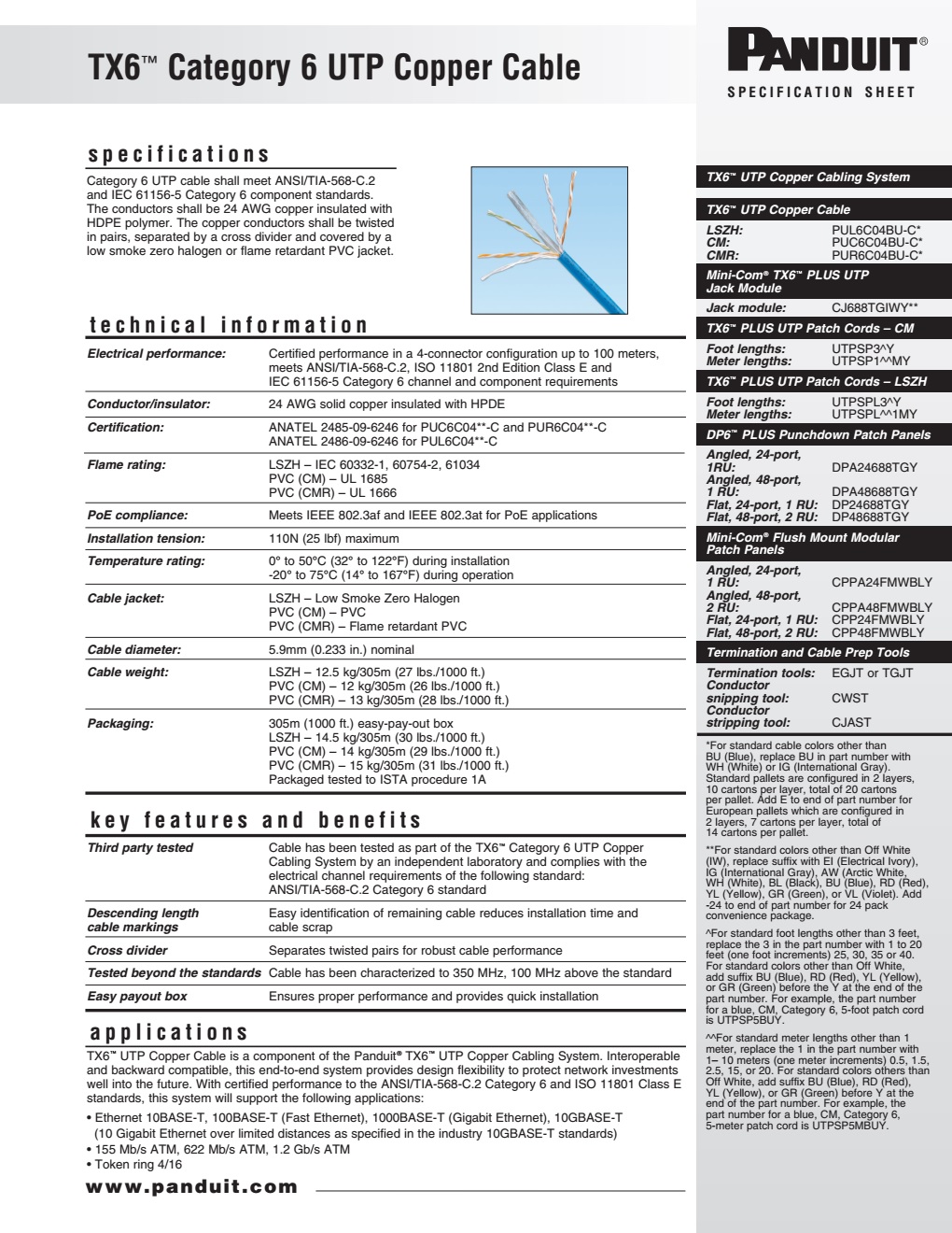 TX6 Category 6 UTP Copper Cable | Elang Mas IndoAsia