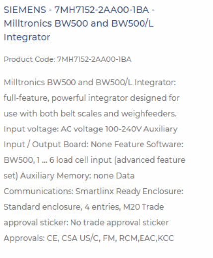 SIEMENS MILTRONICS BW500 INTEGRATOR | Elang Mas IndoAsia